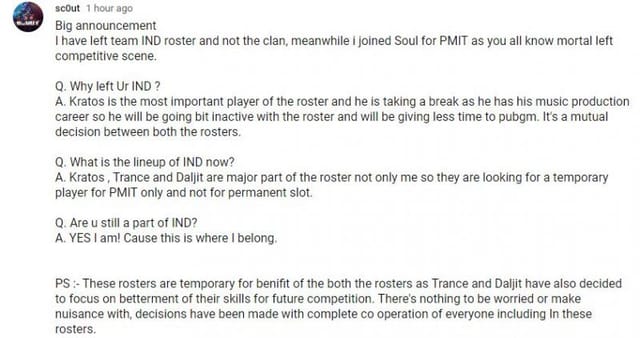 PUBG News: sc0ut to Join Team SouL after PMSC 2019; Will Teamup with ...