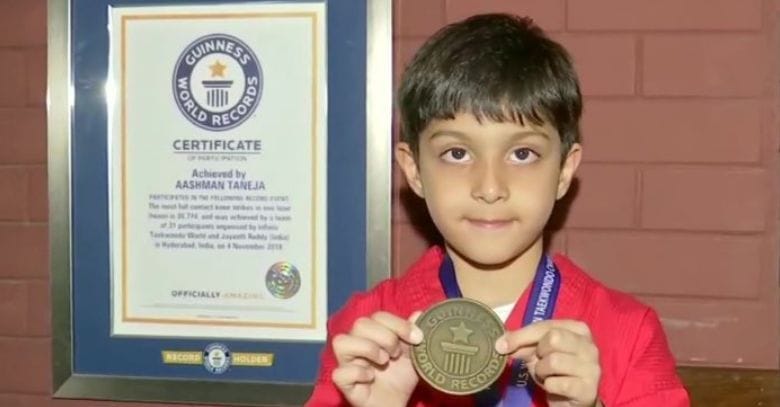 5-year-old Aashman Taneja sets Guinness World Record in Taekwondo