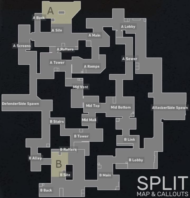 Cypher in Valorant: Spycam placement spots in Split