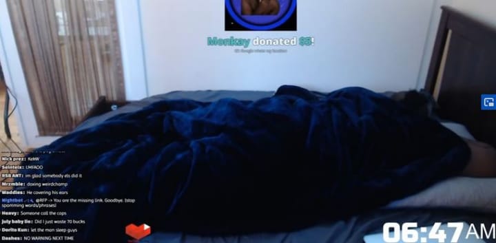 Streamer falls asleep on live stream, ends up regretting his decision