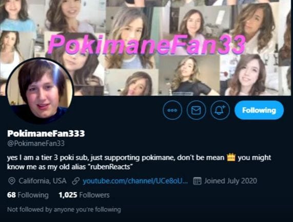PokimaneFan333 labelled biggest Poki simp on the internet
