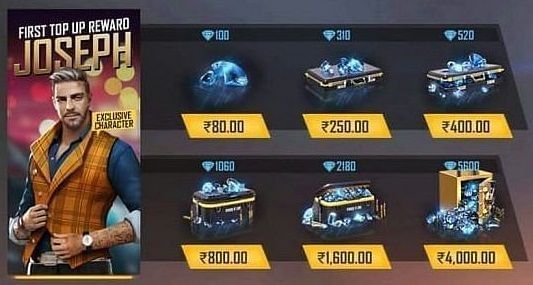 List of Free Fire top-up apps and websites