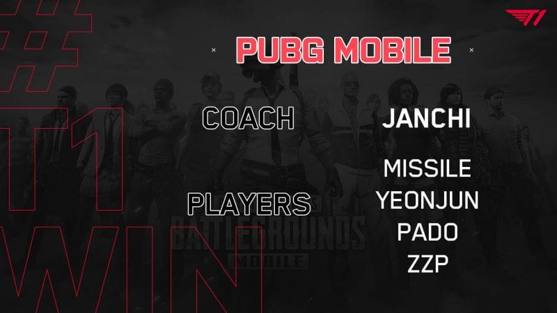 PUBG Mobile: T1 announce new roster for upcoming tournaments