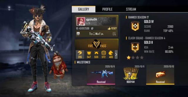 Ajjubhai94's Free Fire ID number, real name, picture, UID, and more