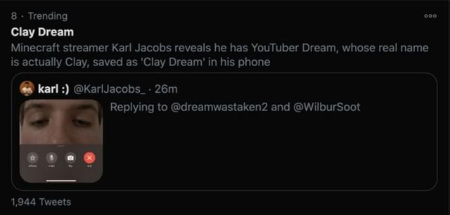 Minecraft streamer Karl Jacobs reveals that popular YouTuber Dream's ...