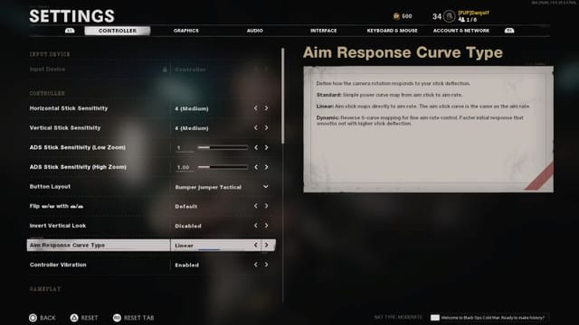 The best Aim Response Curve Type to use in Black Ops Cold War