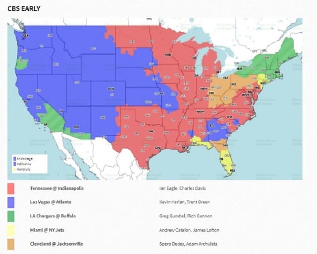 NFL Week 12: Coverage map, TV schedule, channel, time and live stream