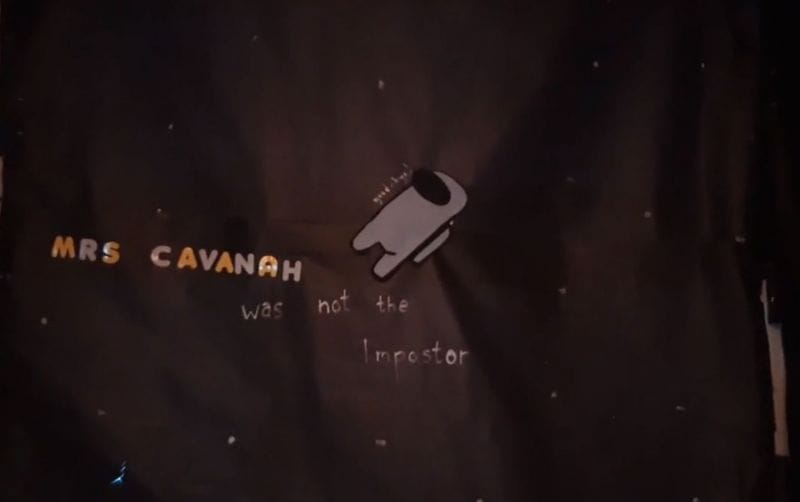 Among Us Fan decorates his school hallway with the game's theme, and ...