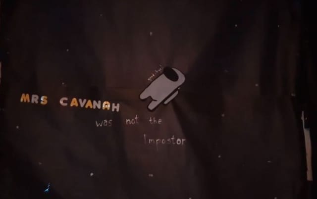 Among Us Fan decorates his school hallway with the game's theme, and ...