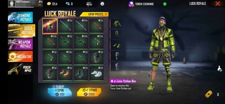 New Gold Royale Bundle Lime Python in Free Fire: All you need to know