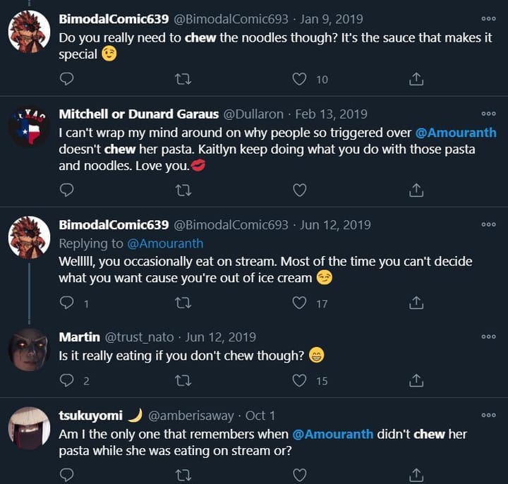 Twitch streamer "Amouranth" keeps swallowing her food without chewing ...