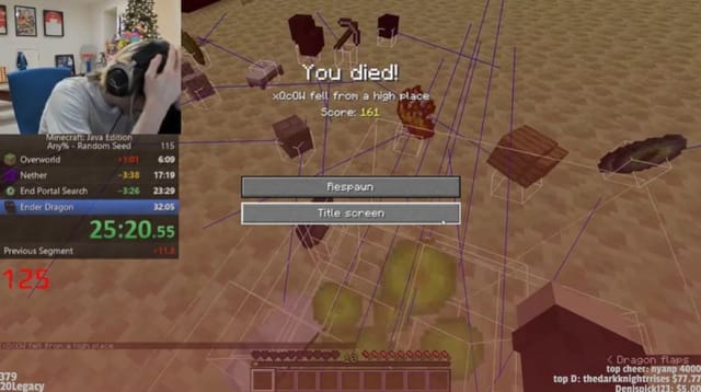 xQc throws on pace sub26 Minecraft speedrun