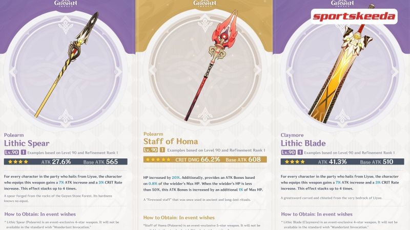 Staff of Homa, Lithic Blade, and Lithic Spear revealed in new weapon ...