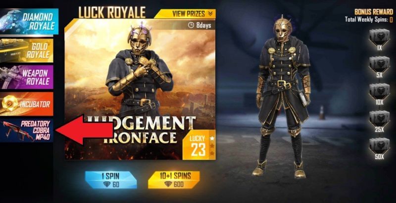 How to get the new Predatory Cobra MP40 skin in Free Fire: Step-by-step ...
