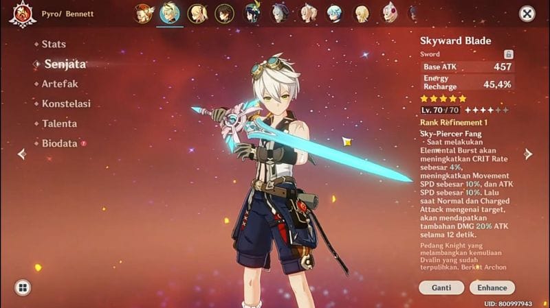 Skyward Blade in Genshin Impact: Suitable characters, Stats, and ...