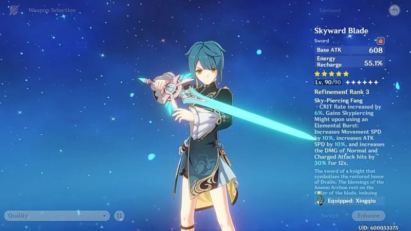 Skyward Blade in Genshin Impact: Suitable characters, Stats, and ...