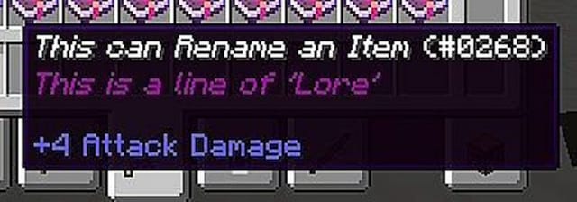 What is lore in Minecraft?