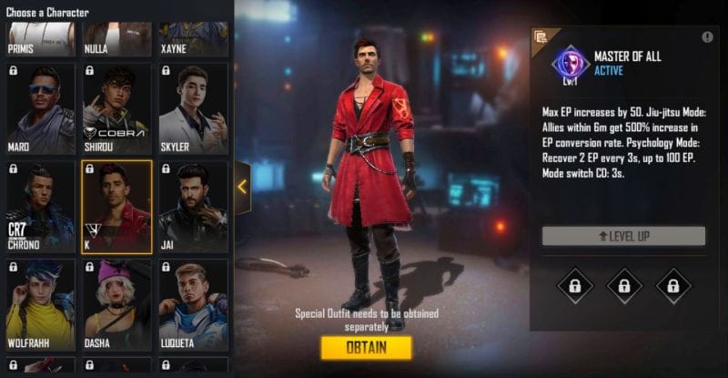 5 best Free Fire character combinations to increase K/D with aggressive ...