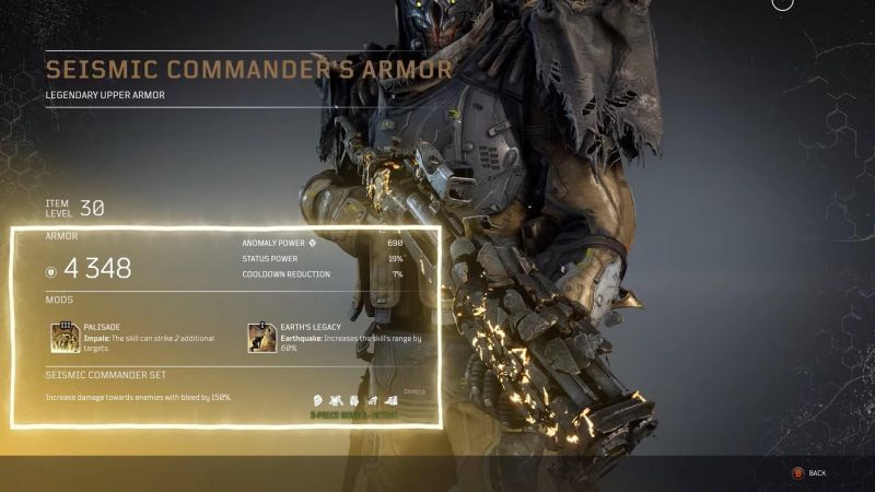Outriders: Complete details for Seismic Commander Armor set for Devastator