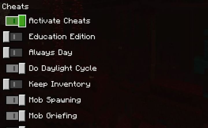 How to enable cheats in Minecraft: Cheat Commands