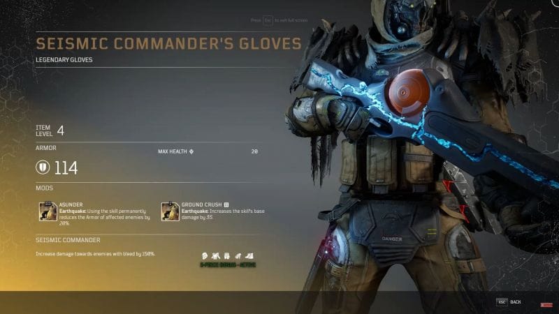 Outriders: Complete details for Seismic Commander Armor set for Devastator