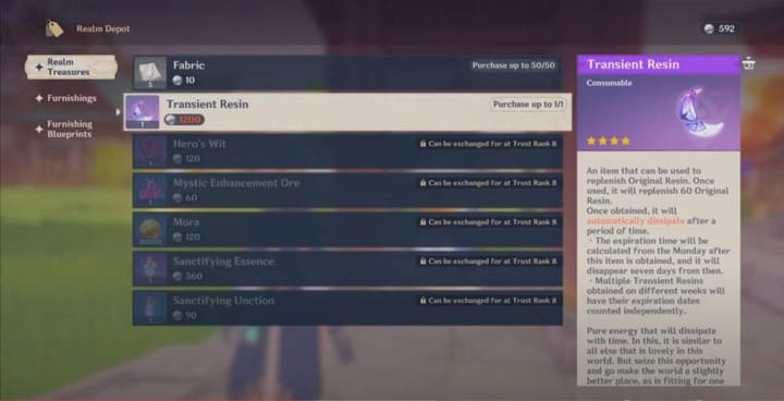 How to get Transient Resin in Genshin Impact