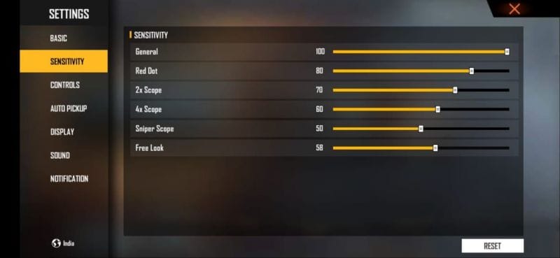 3 best sensitivity settings for headshots in Free Fire