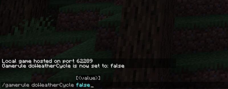 How to toggle rain in Minecraft by using commands