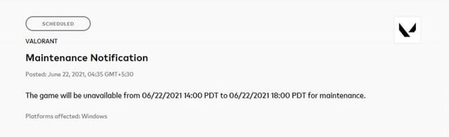 Valorant servers will go into maintenance today from 14:00 PDT prior to ...