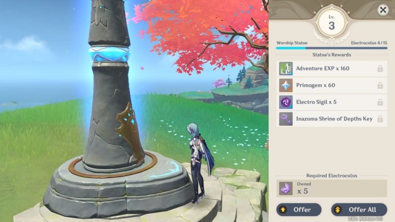 Genshin Impact Inazuma Shrines of Depth locations with keys