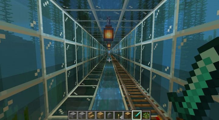 How to build an underwater railway in Minecraft