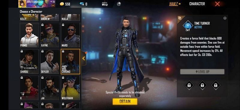 List of all active character abilities in Free Fire