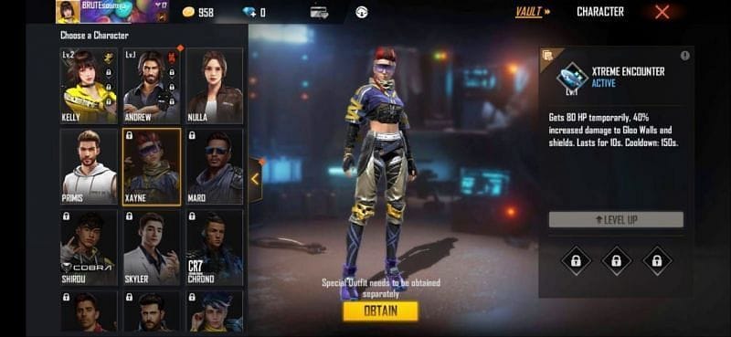 List of all active character abilities in Free Fire