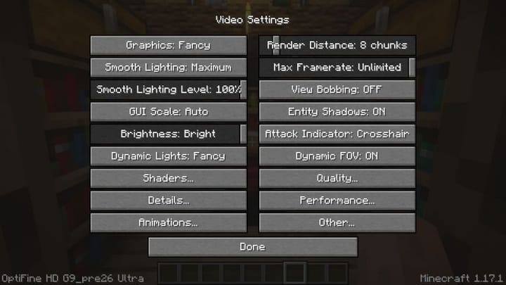 Best Minecraft settings for Optifine mod