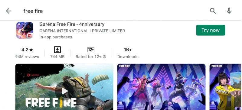 Using Google Play Instant to play Free Fire online without downloading