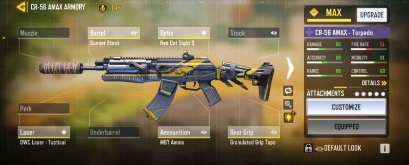 This CR-56 AMAX Gunsmith loadout in COD Mobile kills in two shots