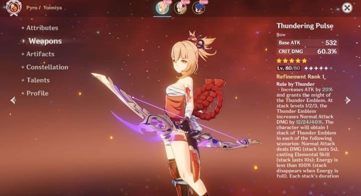 Best Genshin Impact weapons for characters in Yoimiya banner