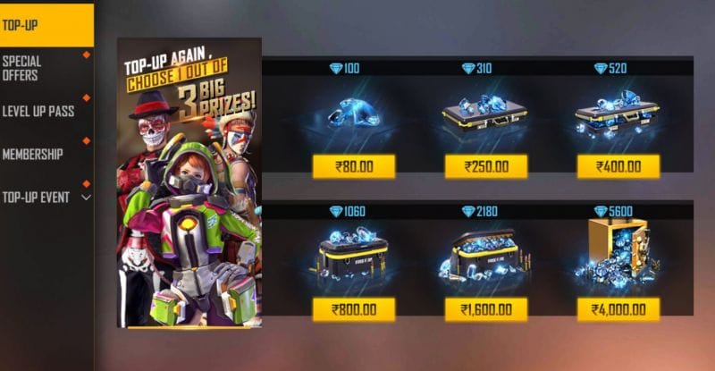 Garena Free Fire top up center: Diamond prices, offers, and how to purchase