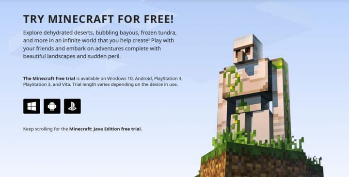 What is Minecraft trial version and how to play it for free?