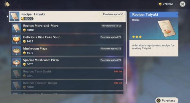 How to get all 14 Inazuma recipes in Genshin Impact 2.1 update