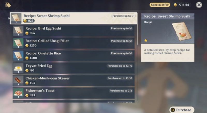 How to get all 14 Inazuma recipes in Genshin Impact 2.1 update