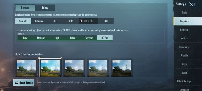 PUBG Mobile graphics settings for better FPS and less lag