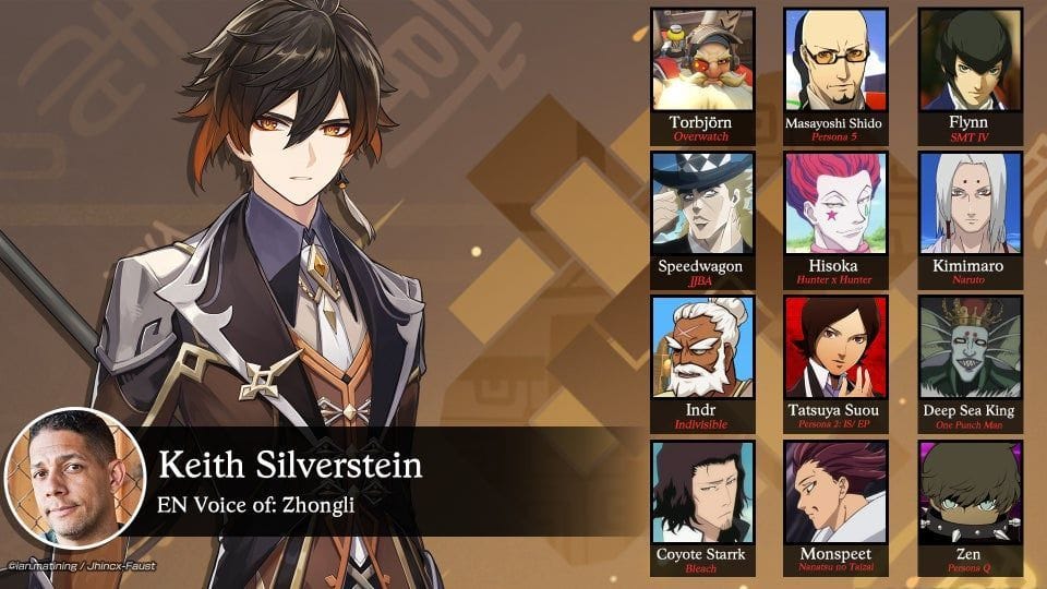 Who are Zhongli’s voice actors in Genshin Impact?