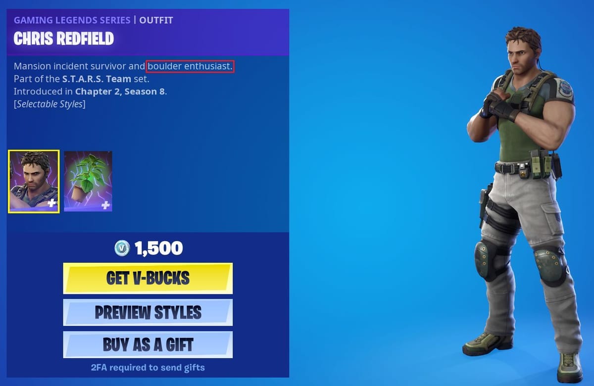 Fortnite players roast Chris Redfield over "boulder punching" scene ...