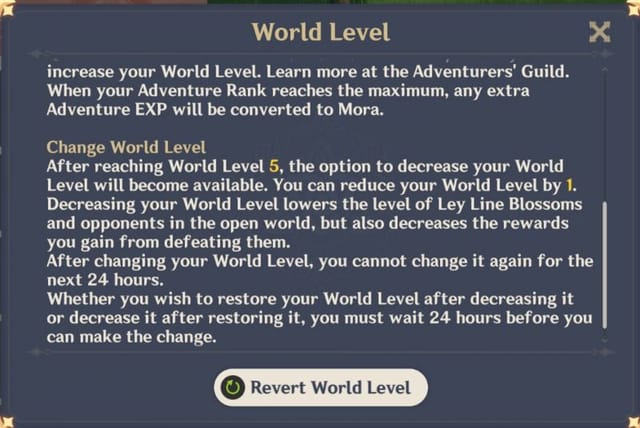 How to increase and decrease World Level in Genshin Impact