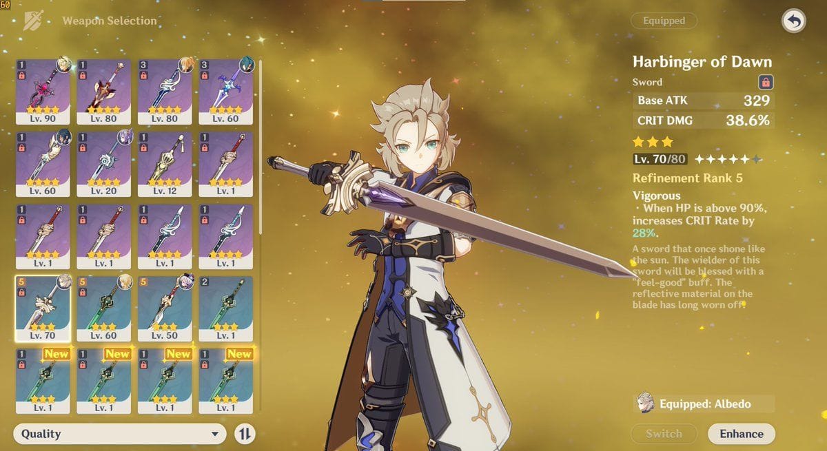 5 best swords for Albedo in Genshin Impact