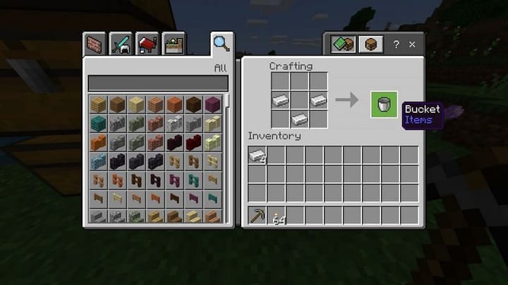 What can you pick up in a bucket in Minecraft