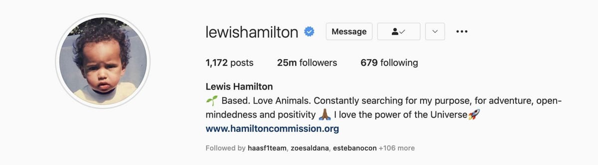 F1 News : Lewis Hamilton reaches 25 million Instagram followers