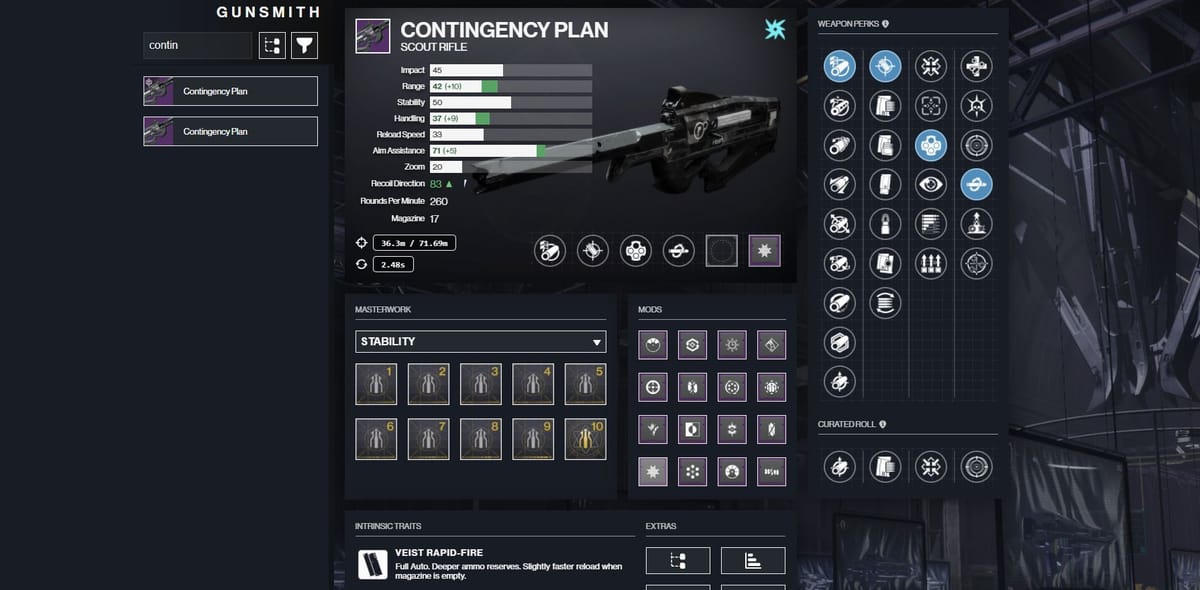 Contingency Plan god roll guide in Destiny 2