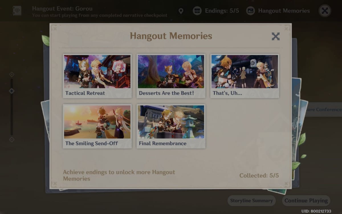 Genshin Impact Gorou Hangout guide with all endings